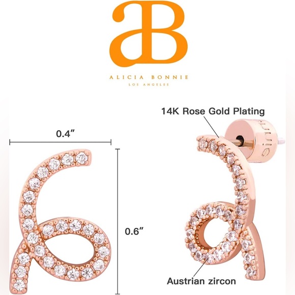 Alicia Bonnie | Jewelry | Alicia Bonnie Show Your Love Rose Gold 4k Plated Earrings Wbox Dust ...